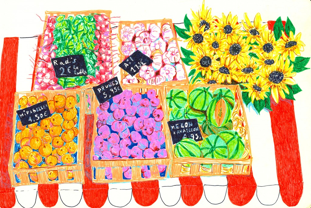 Fruits and vegetables market drawing by Anna | Doodle Addicts