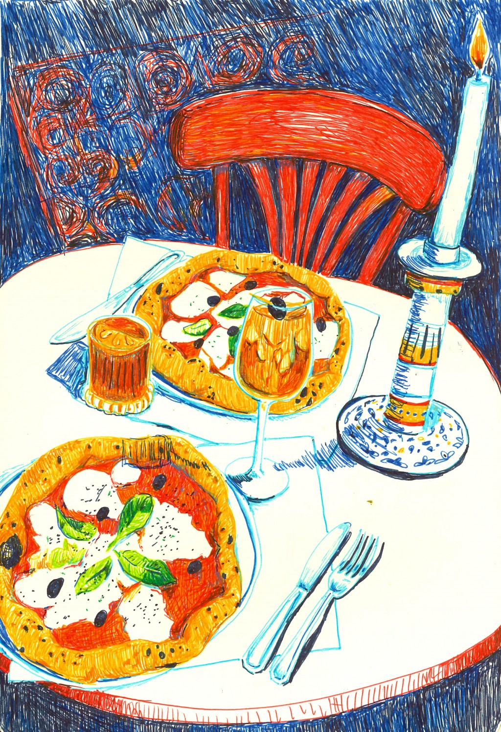 Pizza Night drawing by Anna | Doodle Addicts
