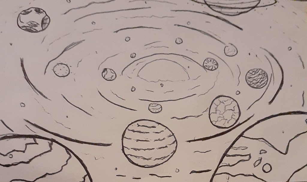 Black Hole Line Art drawing by Chantel | Doodle Addicts