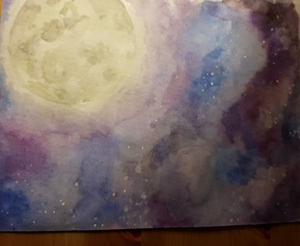 WIP Full Moon Night Sky drawing by Yānā Moon Craft & Art | Doodle Addicts