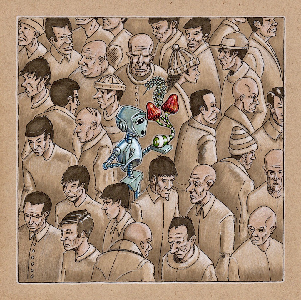 in the crowd drawing by Gerhard Schellert | Doodle Addicts