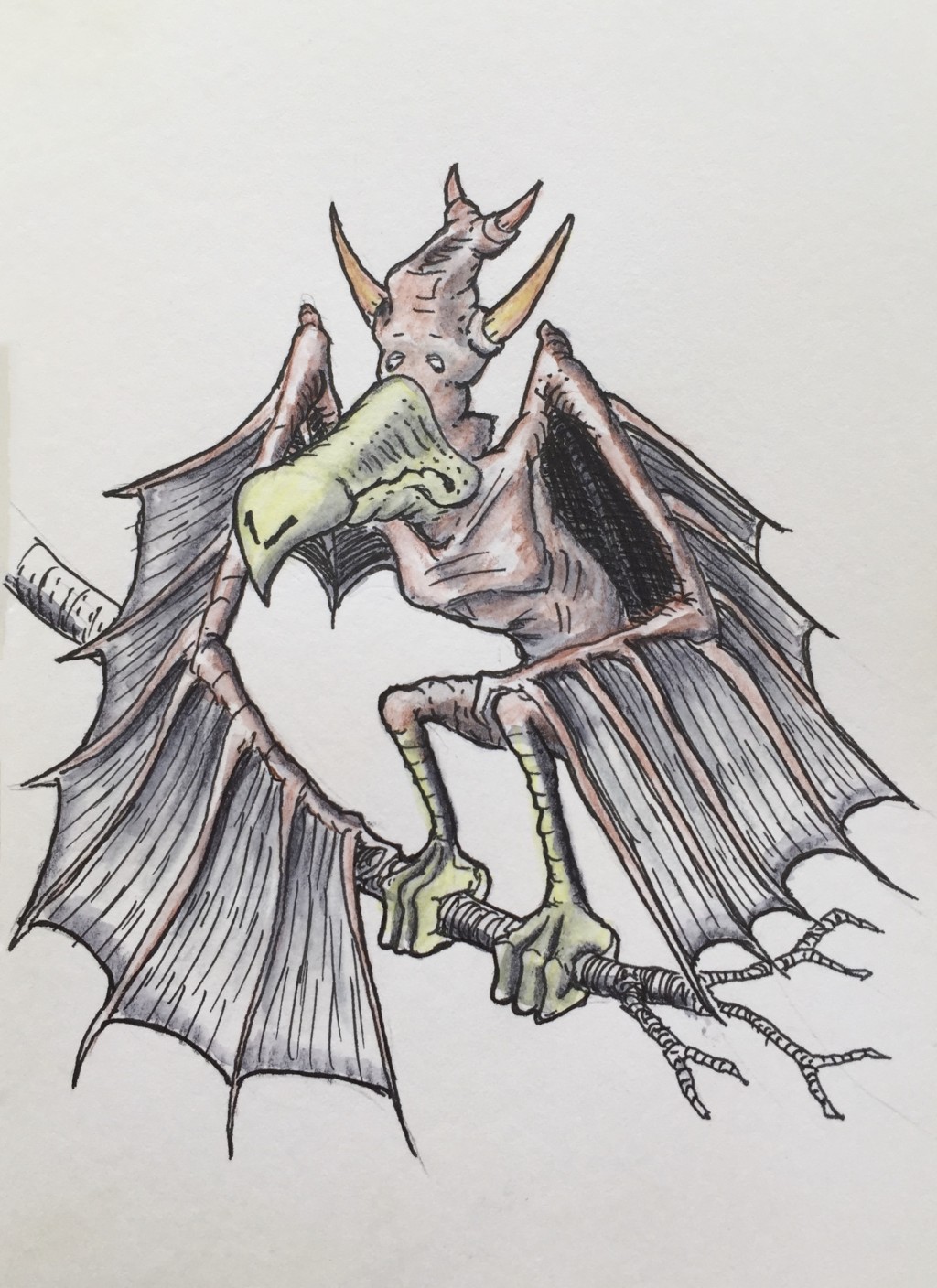 flying creature drawing by Gerhard Schellert | Doodle Addicts