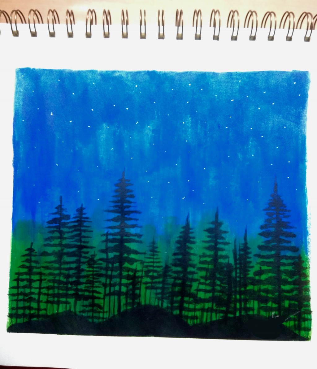 Night forest drawing by Athena | Doodle Addicts
