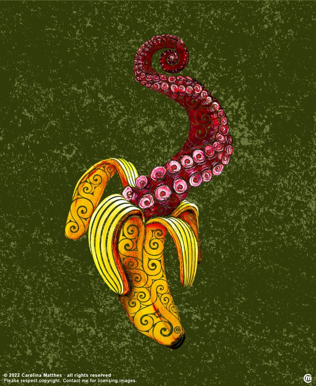 Swirly Mutant-Banana drawing by Vector Ink | Doodle Addicts