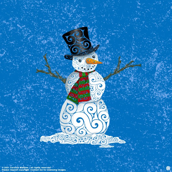 Happy Swirly Snowman drawing by Vector Ink | Doodle Addicts