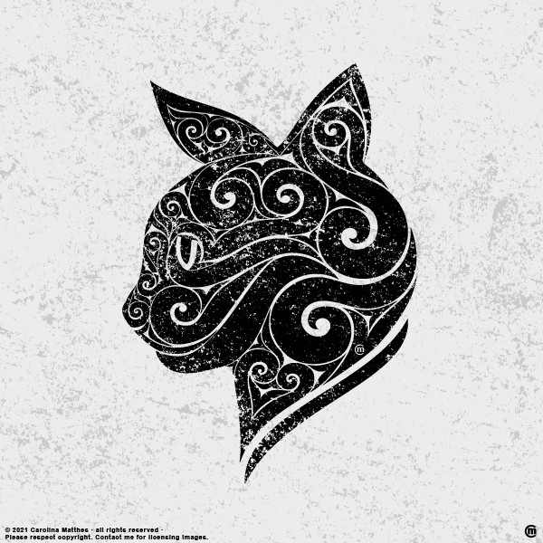 Swirly Cat Portrait drawing by Vector Ink | Doodle Addicts
