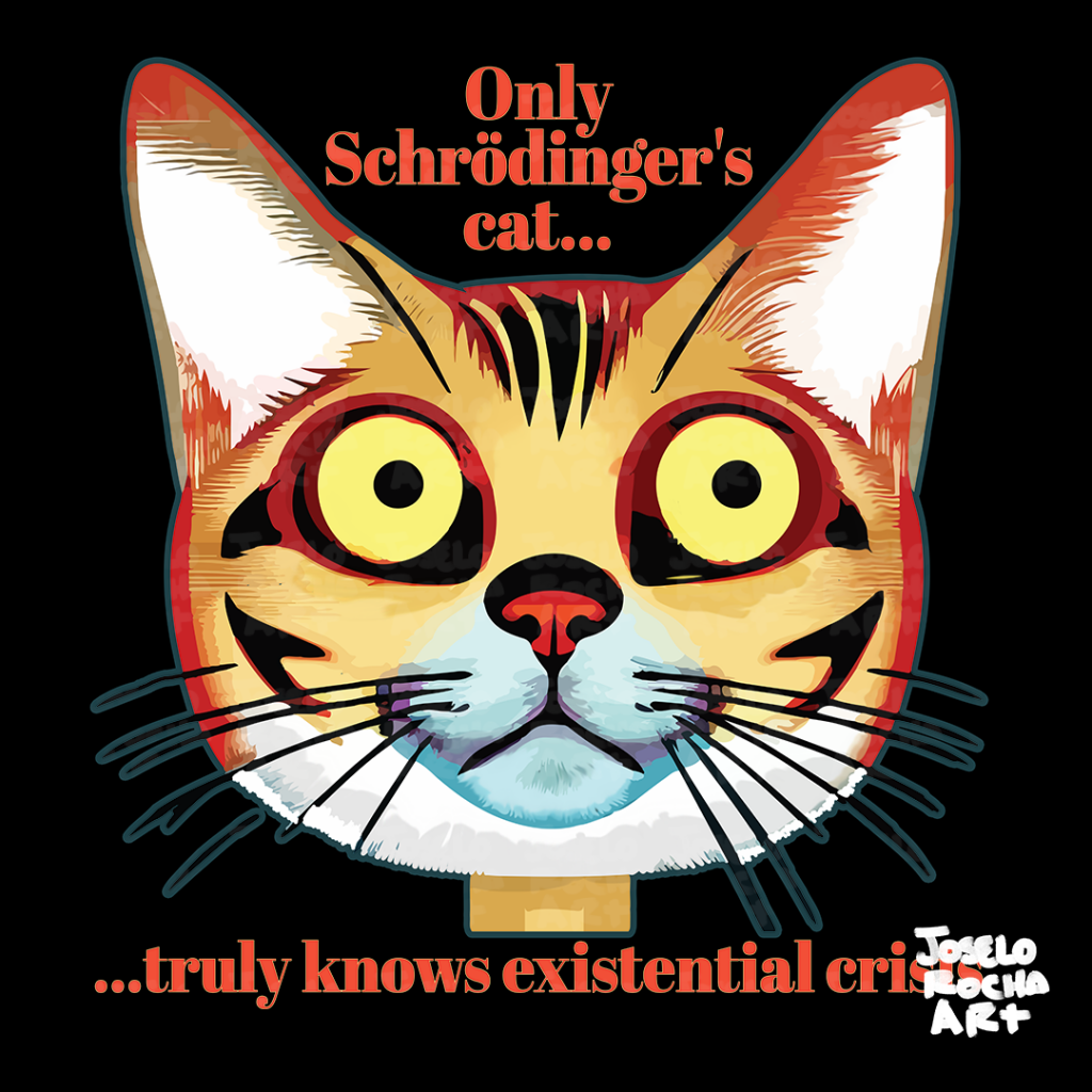 Schrodinger's cat existential crisis drawing by Joselo Rocha | Doodle Addicts