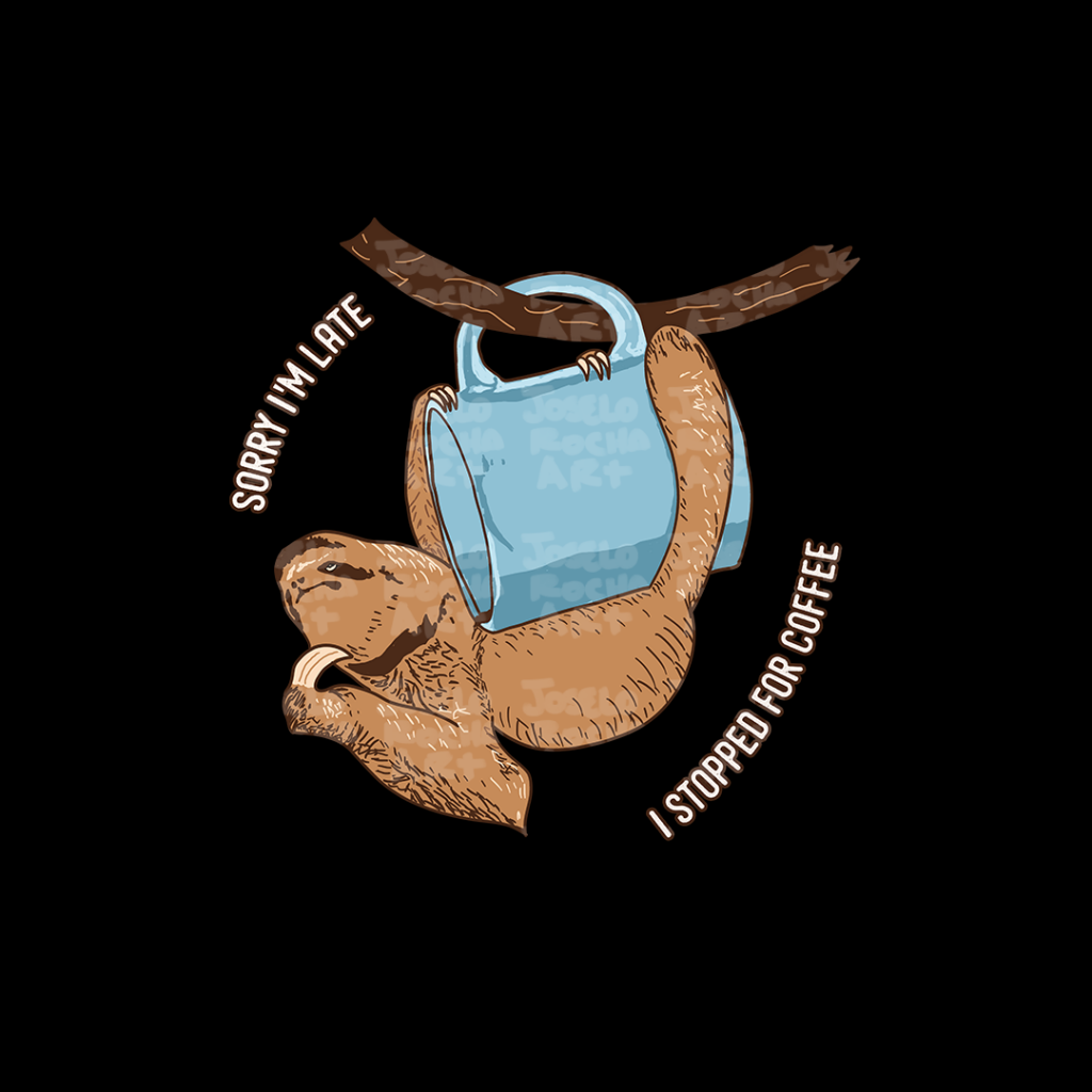 Coffee Sloth drawing by Joselo Rocha | Doodle Addicts