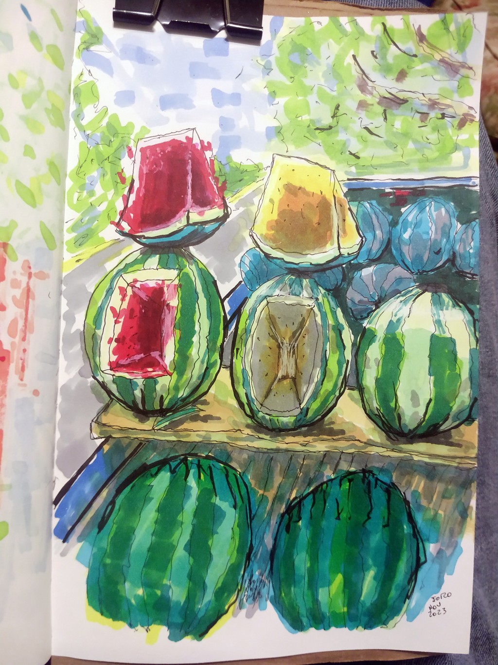 Colorful Watermelons drawing by Joselo Rocha | Doodle Addicts