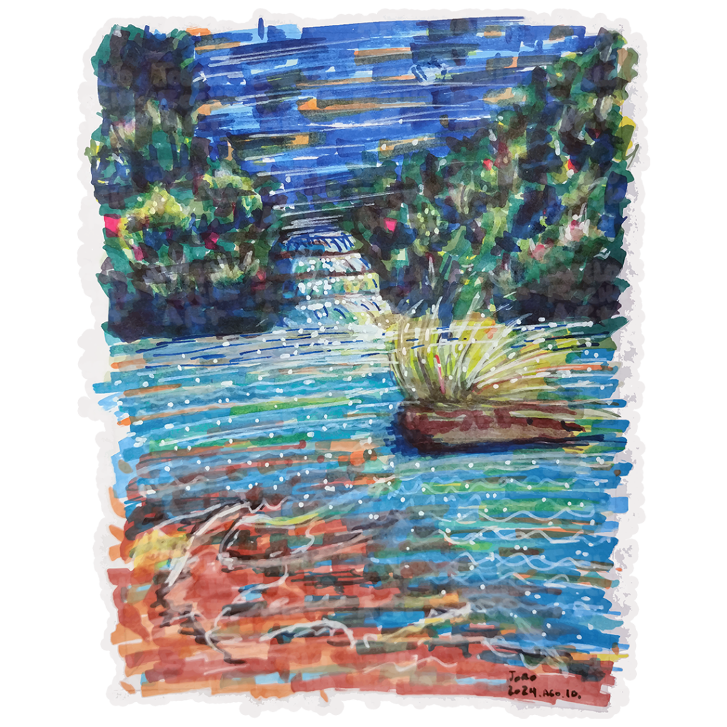 Colorful Cascade drawing by Joselo Rocha | Doodle Addicts