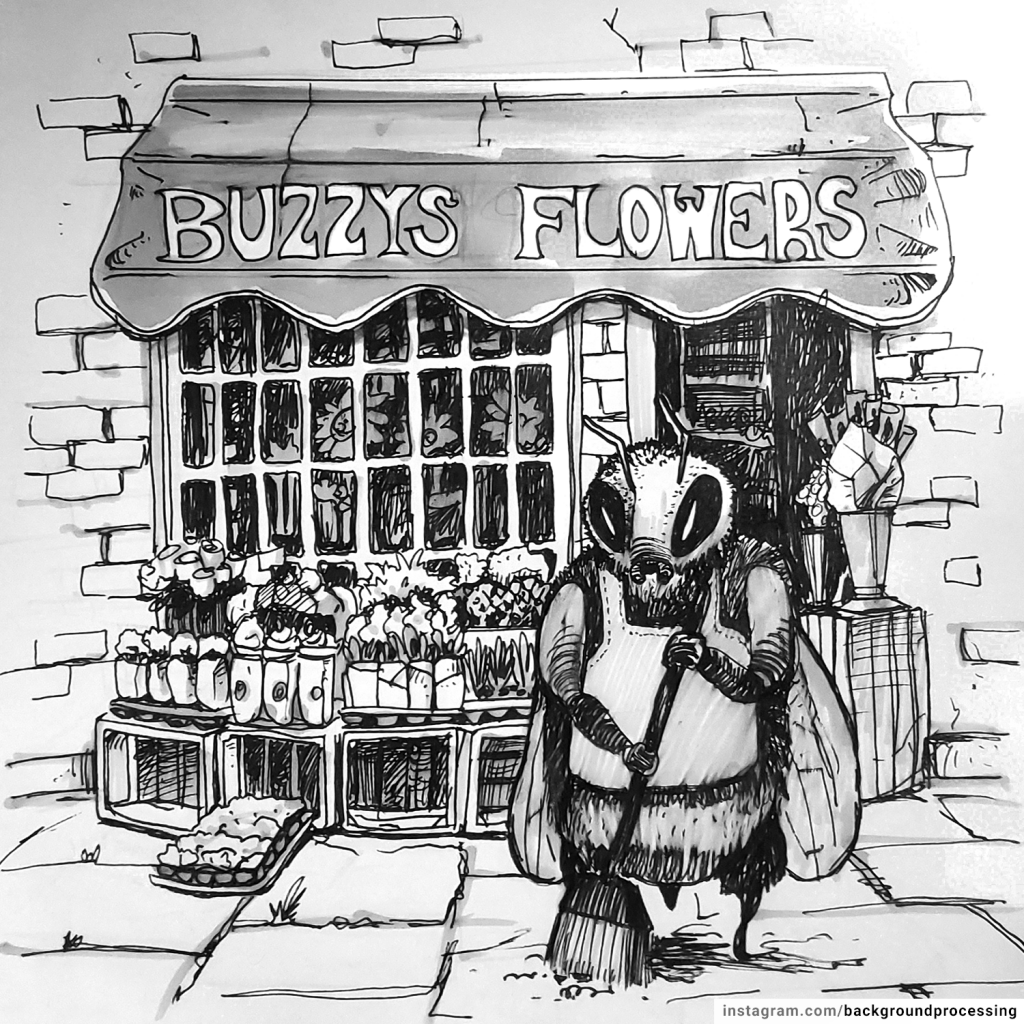 bzzz drawing by Background Processing | Doodle Addicts