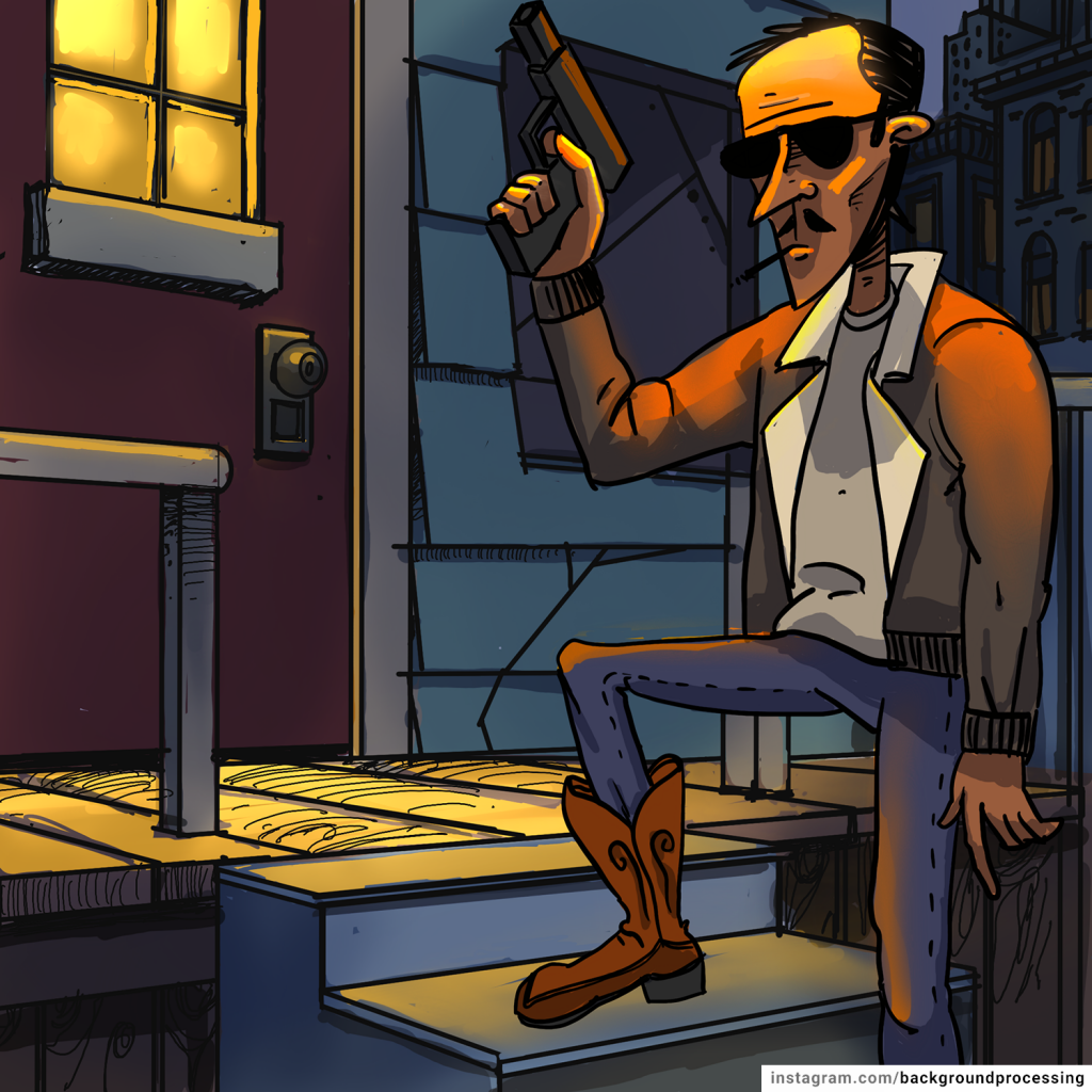 Super duper cool guy with a gun drawing by Background Processing ...