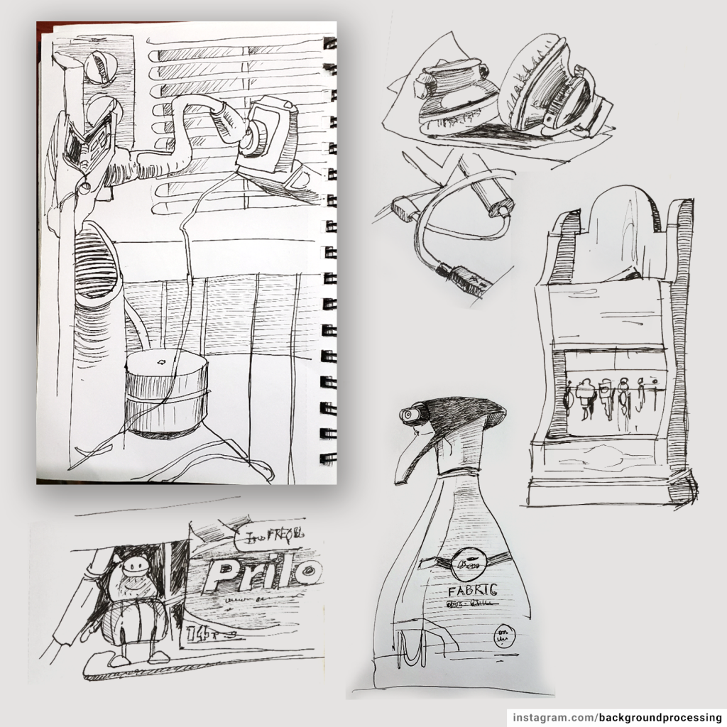 From sketchbook... stuff from life... trying to draw without pencil ...