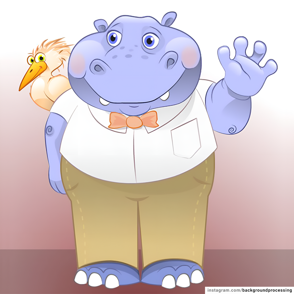 Friendly hippo drawing by Background Processing | Doodle Addicts