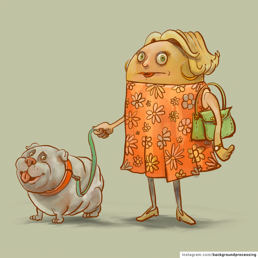 Dog lady drawing by Background Processing | Doodle Addicts