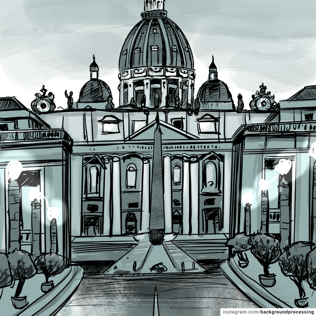 St Peter Basilica Sketch drawing by Background Processing | Doodle Addicts