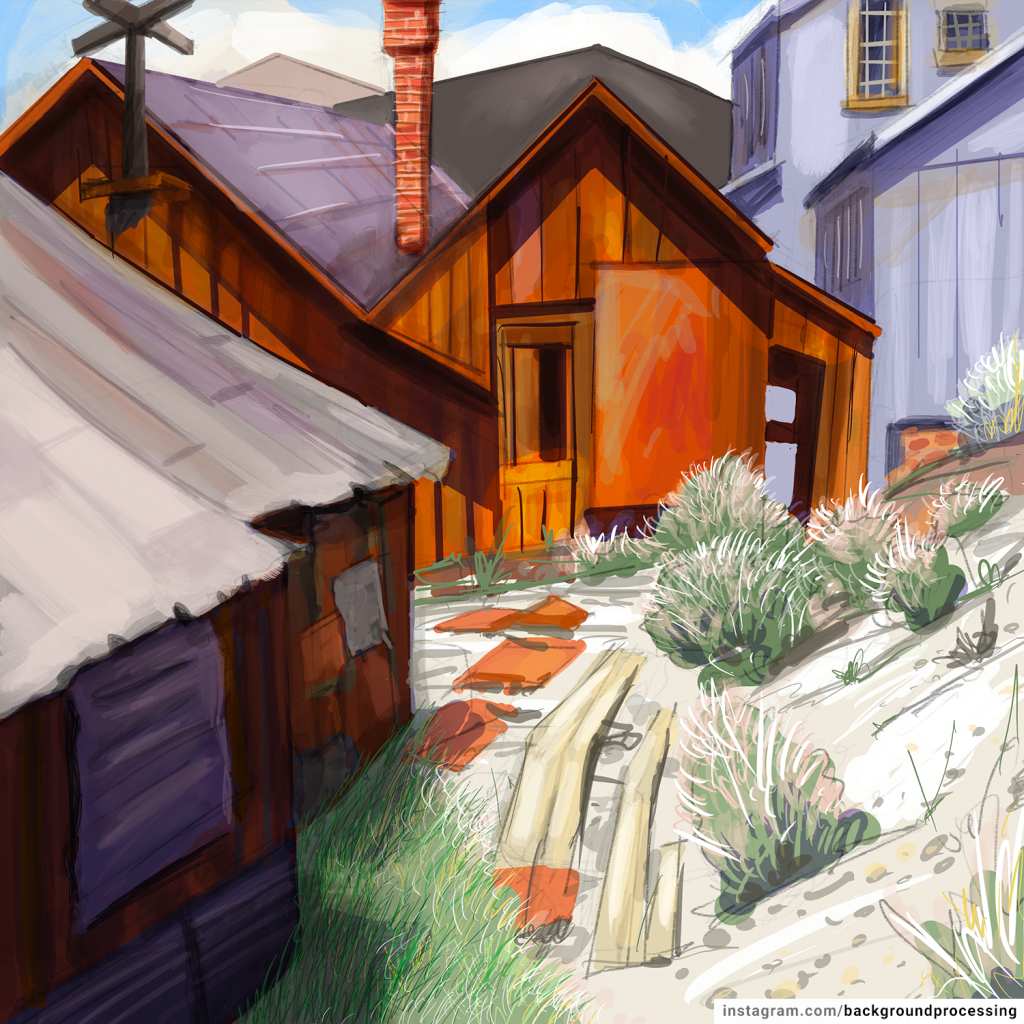 Ghost town drawing by Background Processing | Doodle Addicts