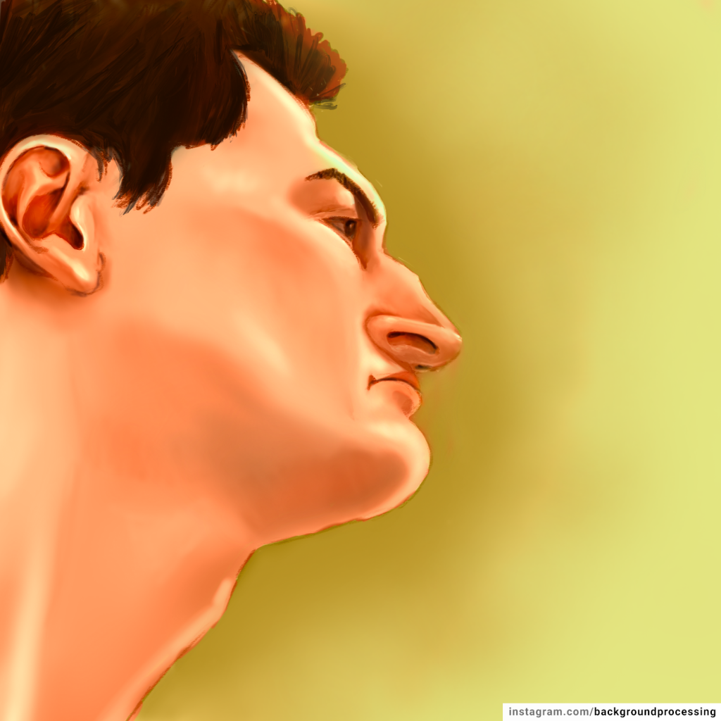 Face at weird angle drawing by Background Processing | Doodle Addicts