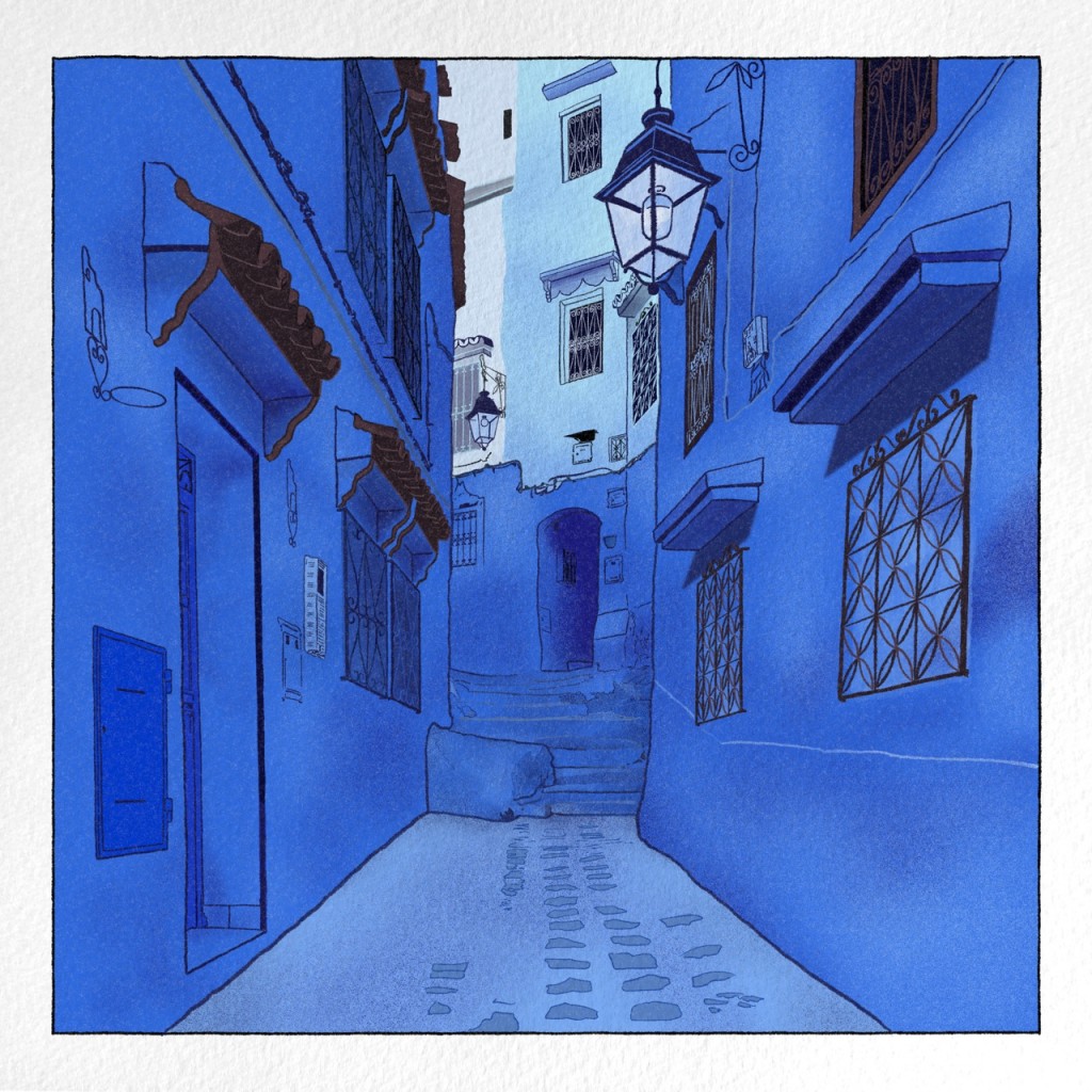 Chefchaouen - The Blue Pearl of Morocco drawing by Tunde O | Doodle Addicts