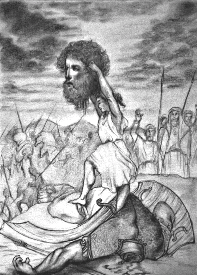 David and Goliath drawing by Lilian Greisse | Doodle Addicts