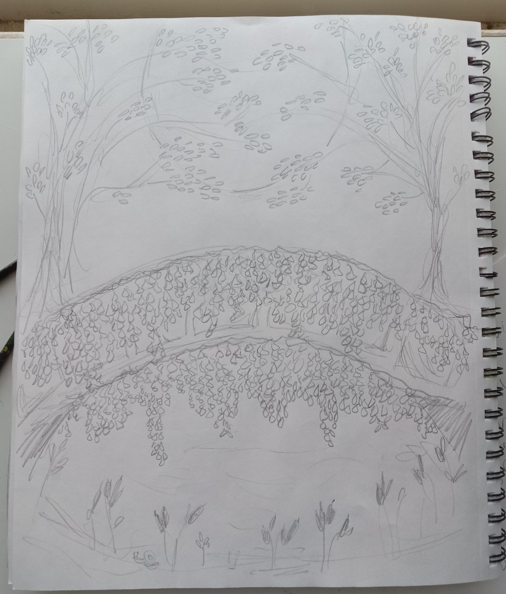 Bridge over water drawing by ChadKiley | Doodle Addicts