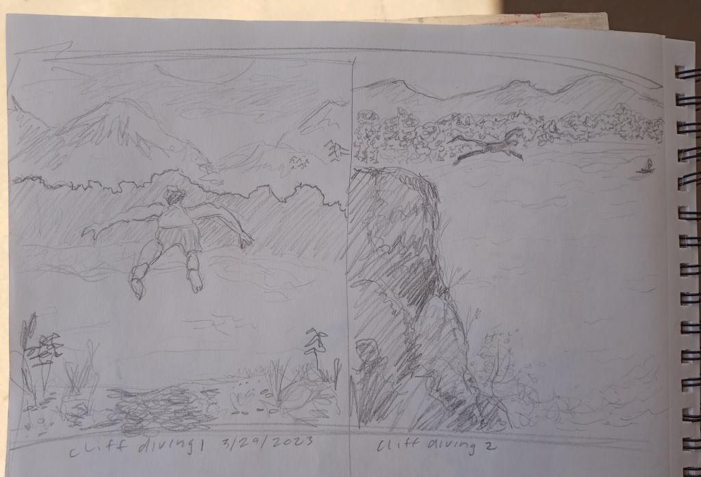 Cliff Diving drawing by ChadKiley | Doodle Addicts