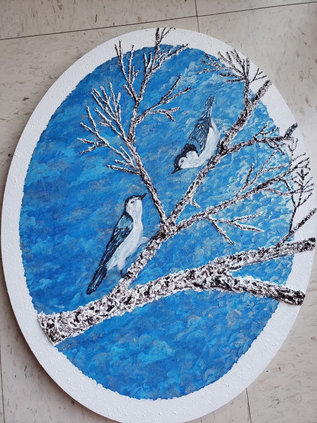 Winter Birds with moving clouds drawing by Lora Sager | Doodle Addicts