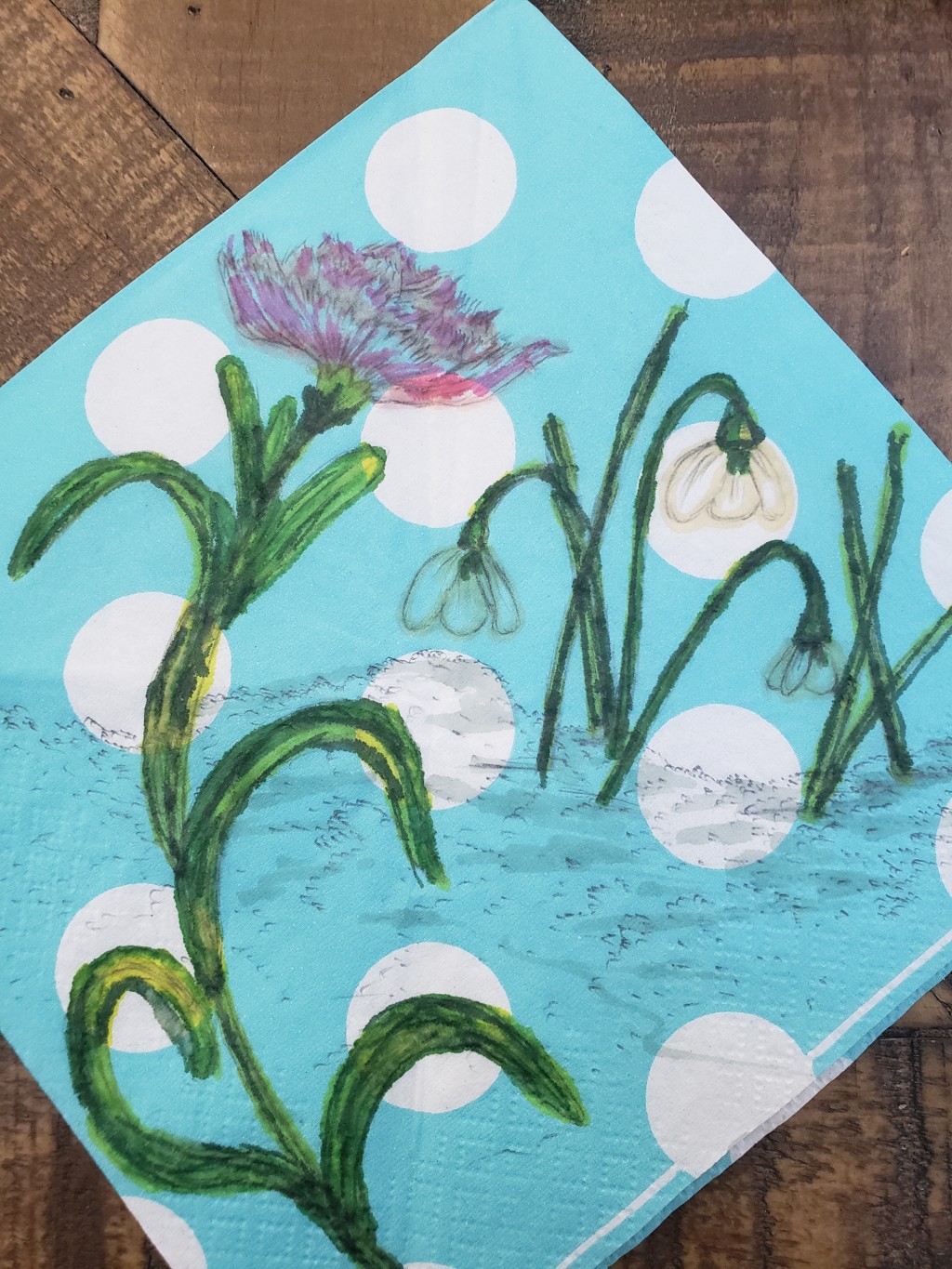 Carnation and Snow drop flowers drawing by Lora Sager | Doodle Addicts