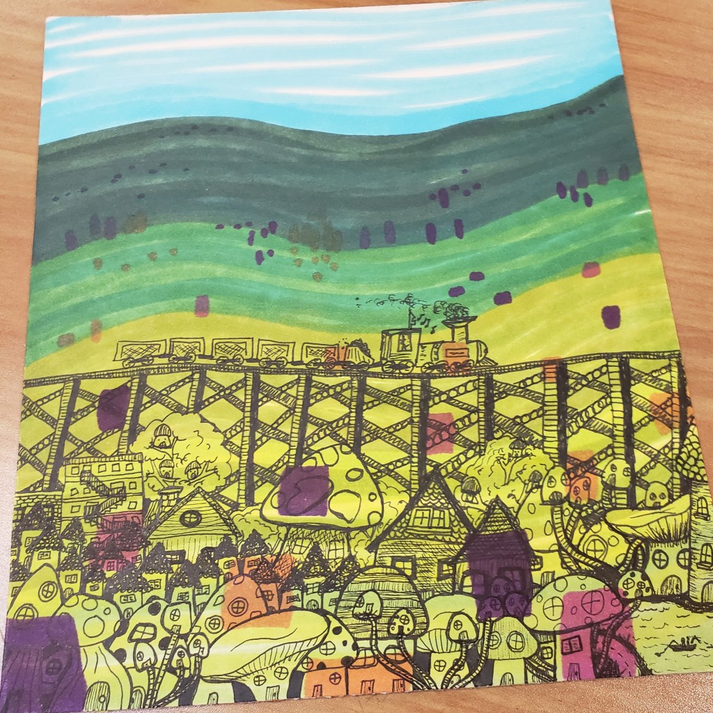 Crowded village drawing by Lora Sager | Doodle Addicts