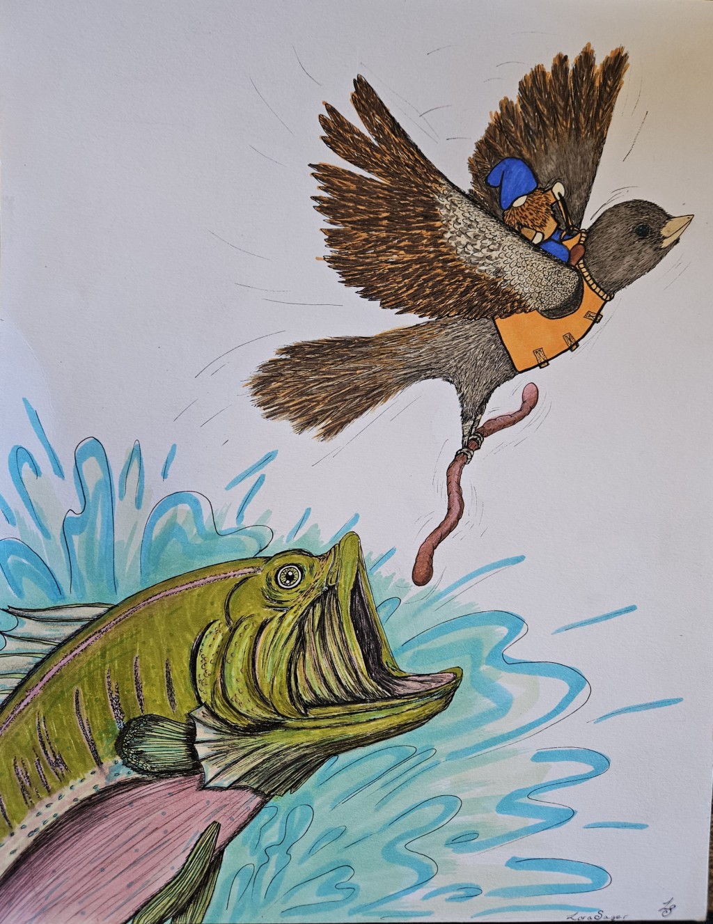 Fly fishing drawing by Lora Sager | Doodle Addicts