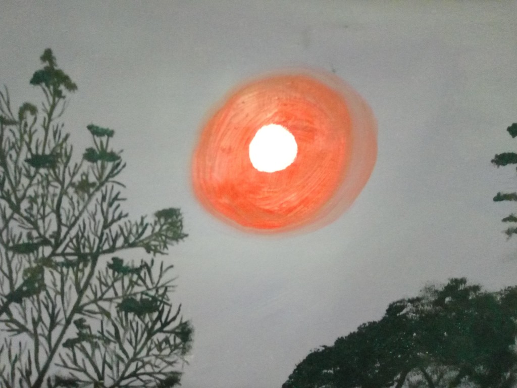 Glowing Red Sun drawing by Rebecca Kaylin Jones | Doodle Addicts