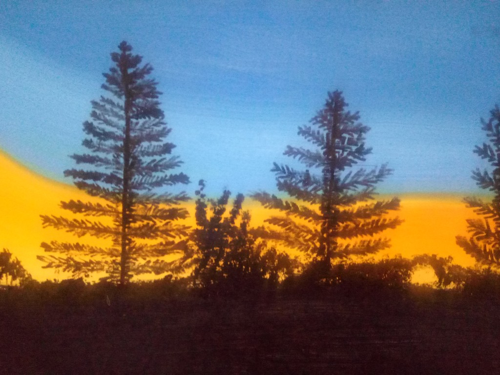 Monkey Tail Tree Sunset drawing by Rebecca Kaylin Jones | Doodle Addicts