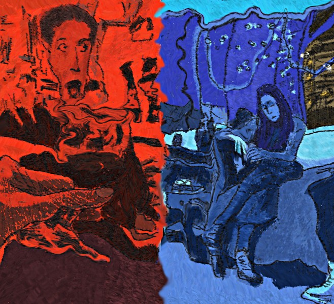 Red Wine/Blue Night drawing by Evan | Doodle Addicts