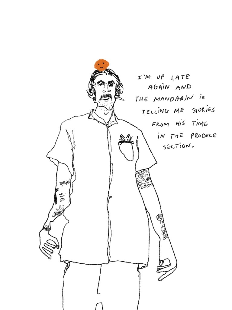 Self Portrait With Madarin drawing by Evan | Doodle Addicts