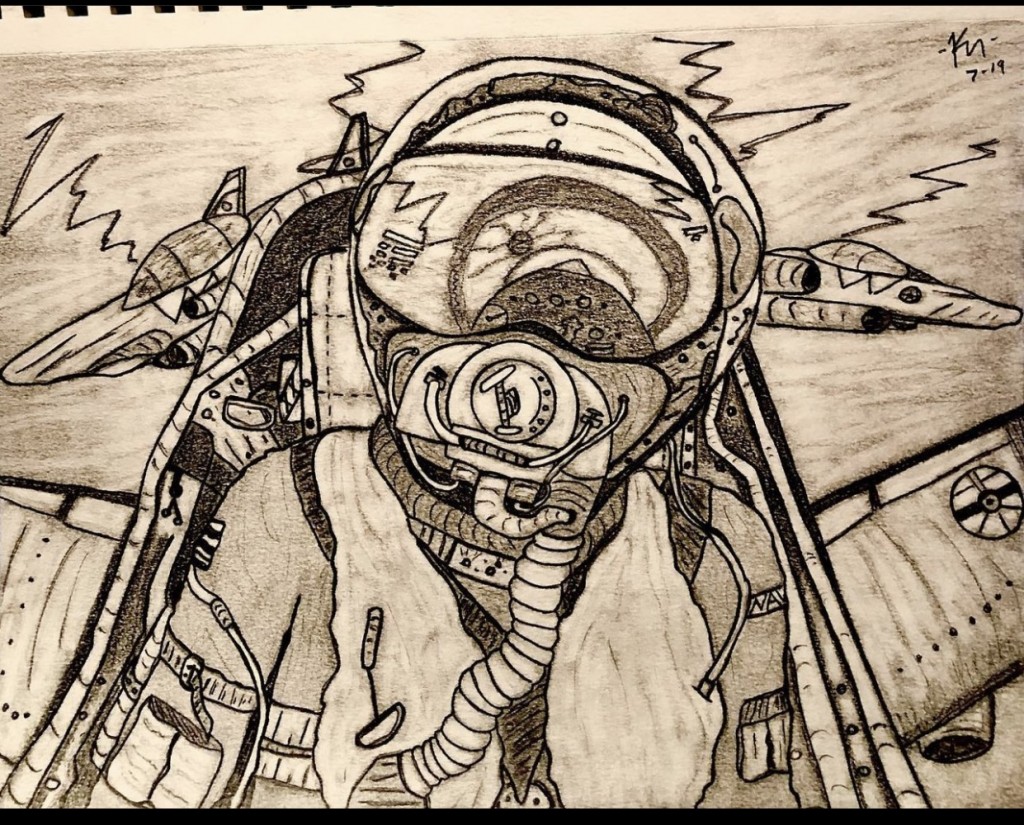 fighter jet reflection drawing by Kyle Mayfield | Doodle Addicts