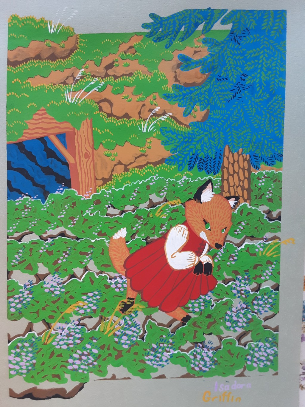 Fox cub on the run drawing by Isadora Griffin | Doodle Addicts
