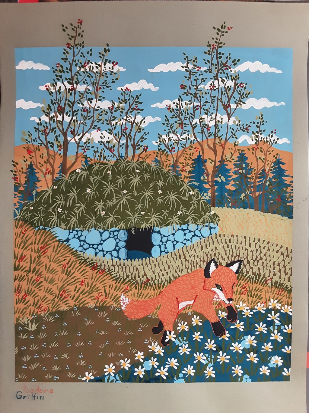 Fox cub on the run #2 drawing by Isadora Griffin | Doodle Addicts