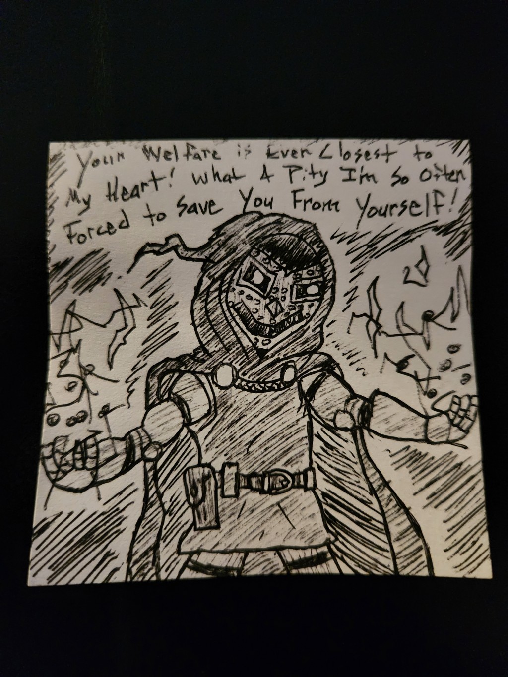 Dr. Doom drawing by Dane Mullen | Doodle Addicts