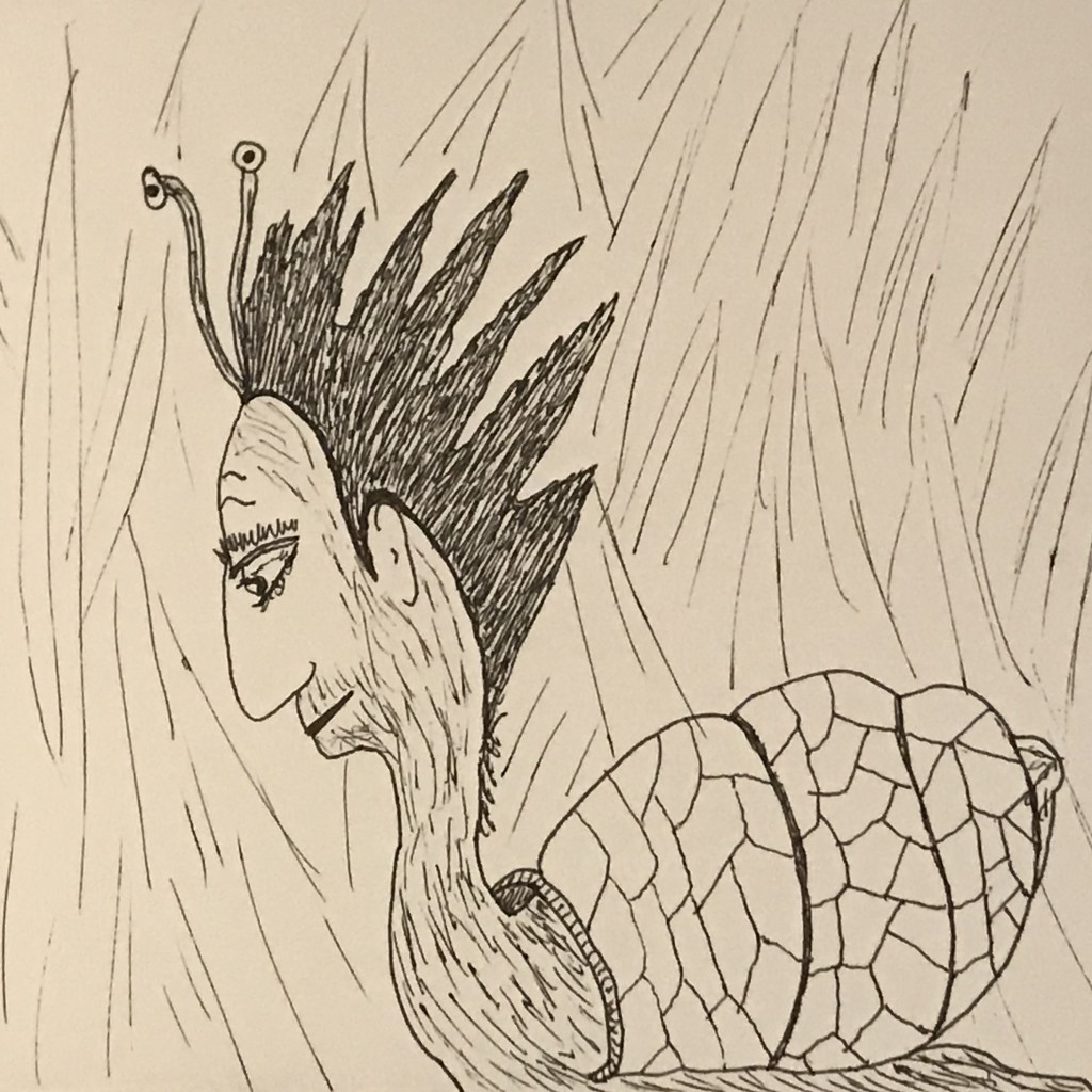 Punk Rock Garden Snail drawing by Sam Snyder | Doodle Addicts