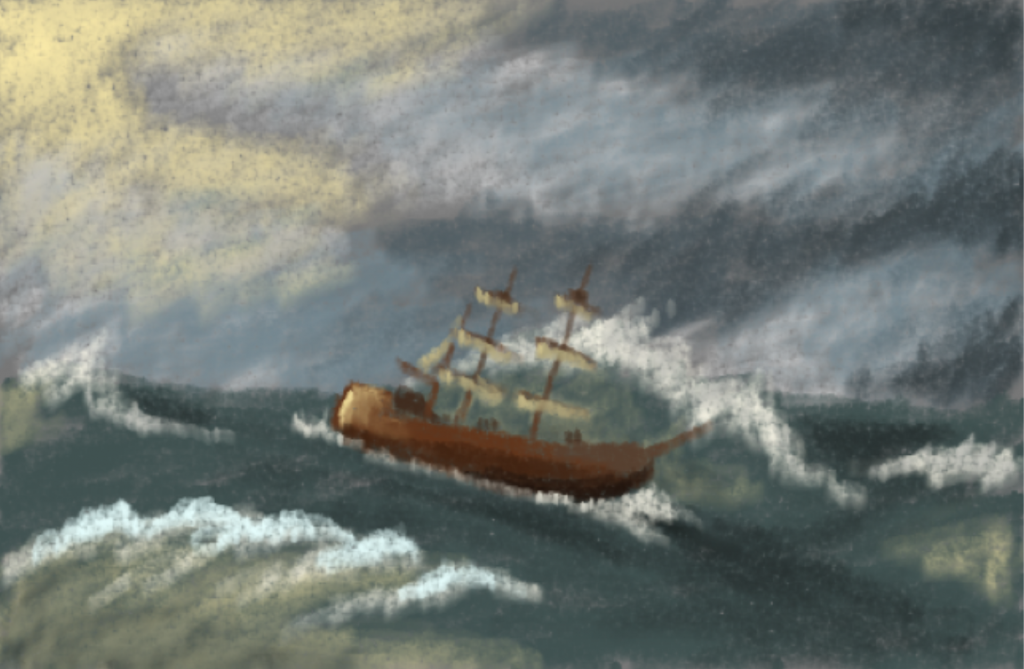 Storm at Sea drawing by Aaron Mennella | Doodle Addicts