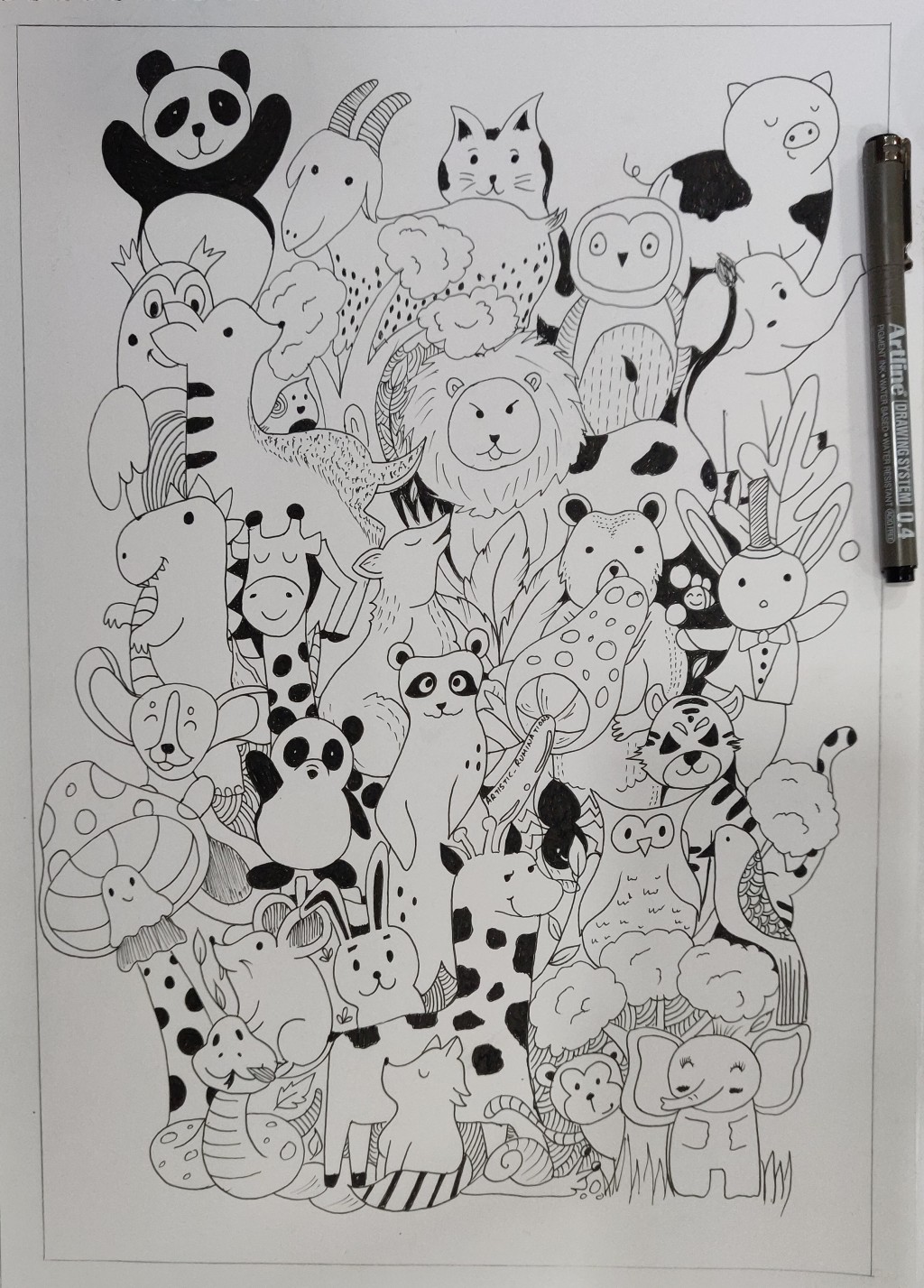 Whimsical Animal Parade drawing by Artistic Ruminations | Doodle Addicts