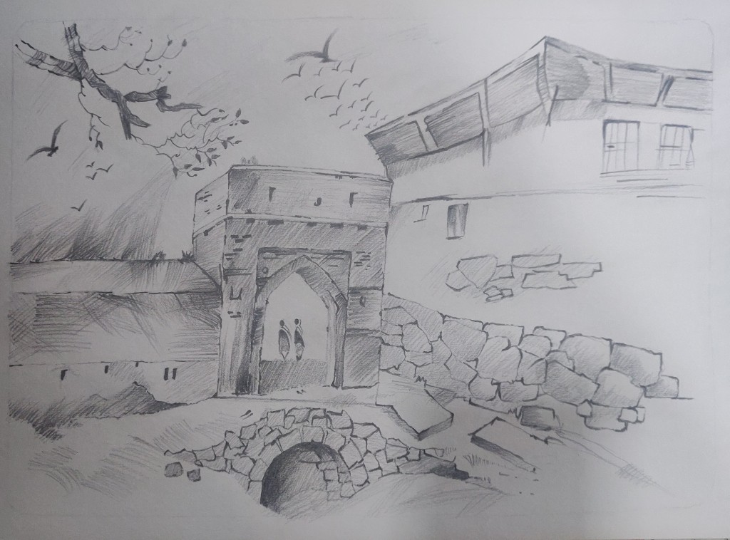 Gateway to the Past: A City's Pencil-Shaded Memory drawing by Artistic ...