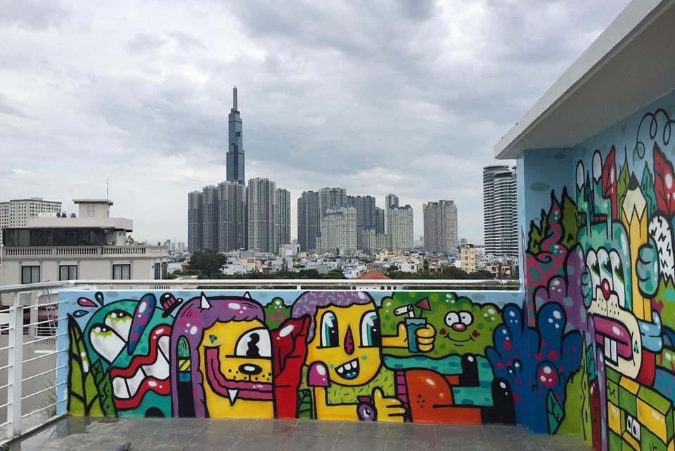 Work not Work Mural in Saigon, Vietnam drawing by FRENEMY | Doodle Addicts