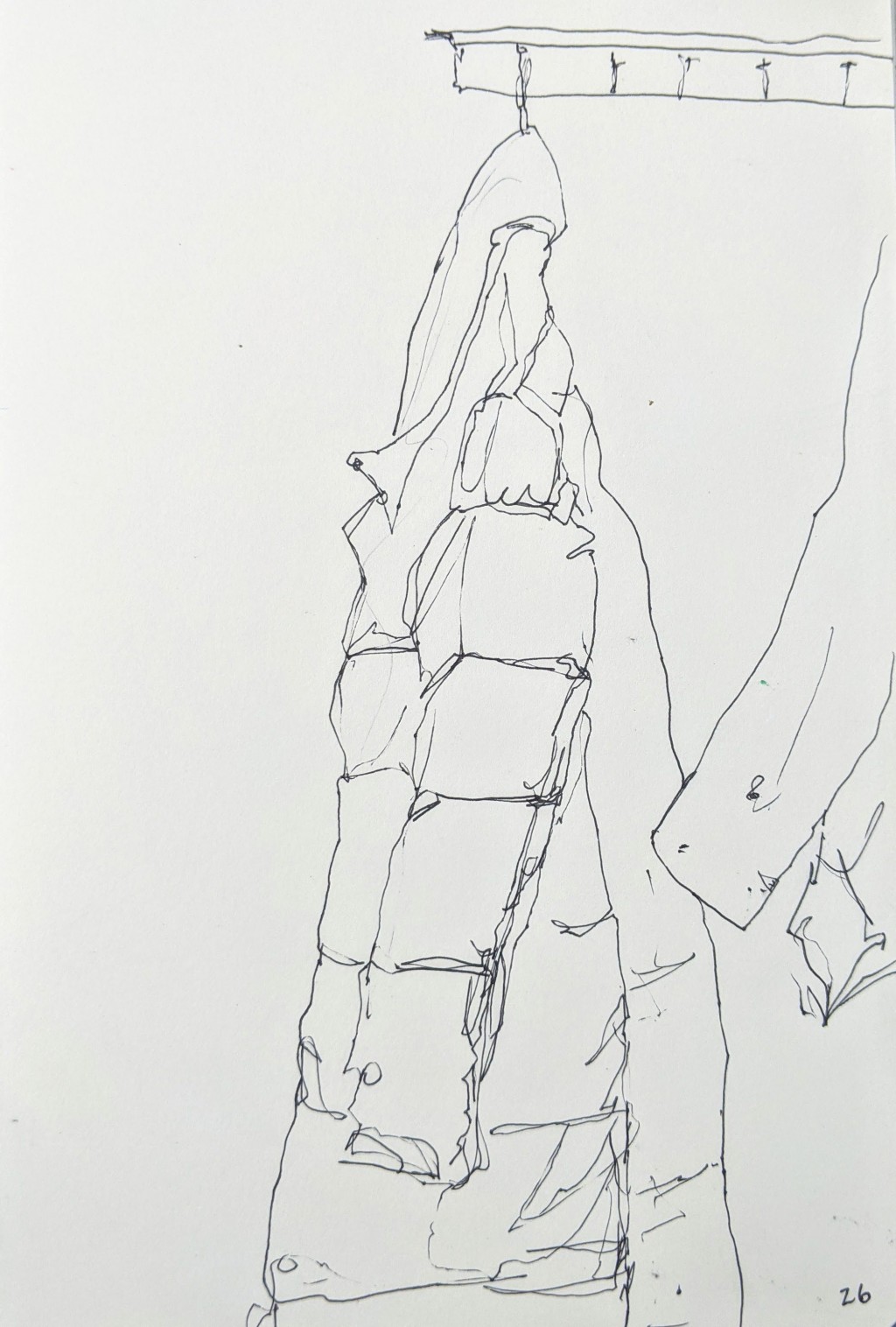 Haning Coat. Contour line observational drawing with a G2 Pen drawing ...