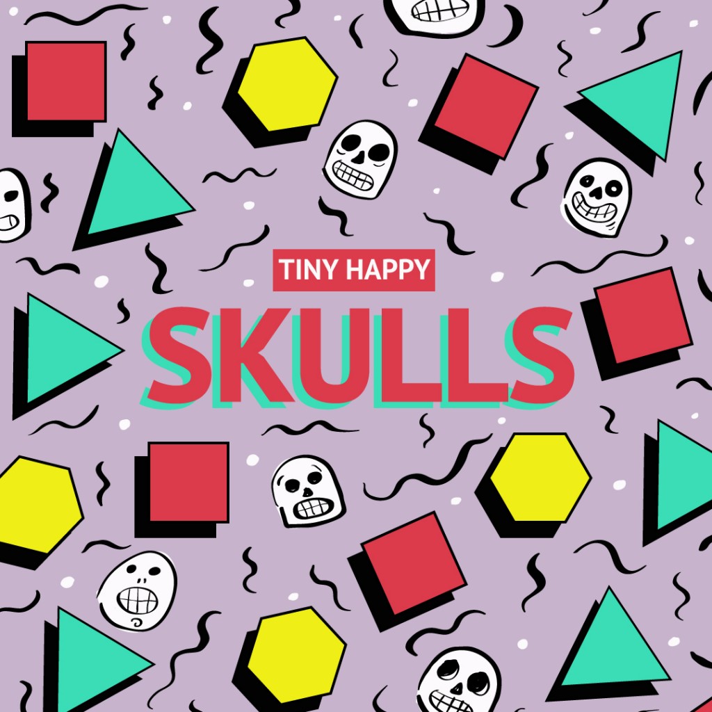 Tiny Happy Skulls drawing by Pat Henzy & Cici Henzy | Doodle Addicts