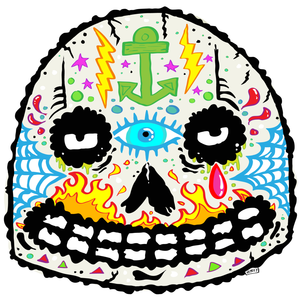 Skull Sticker drawing by Pat Henzy & Cici Henzy | Doodle Addicts