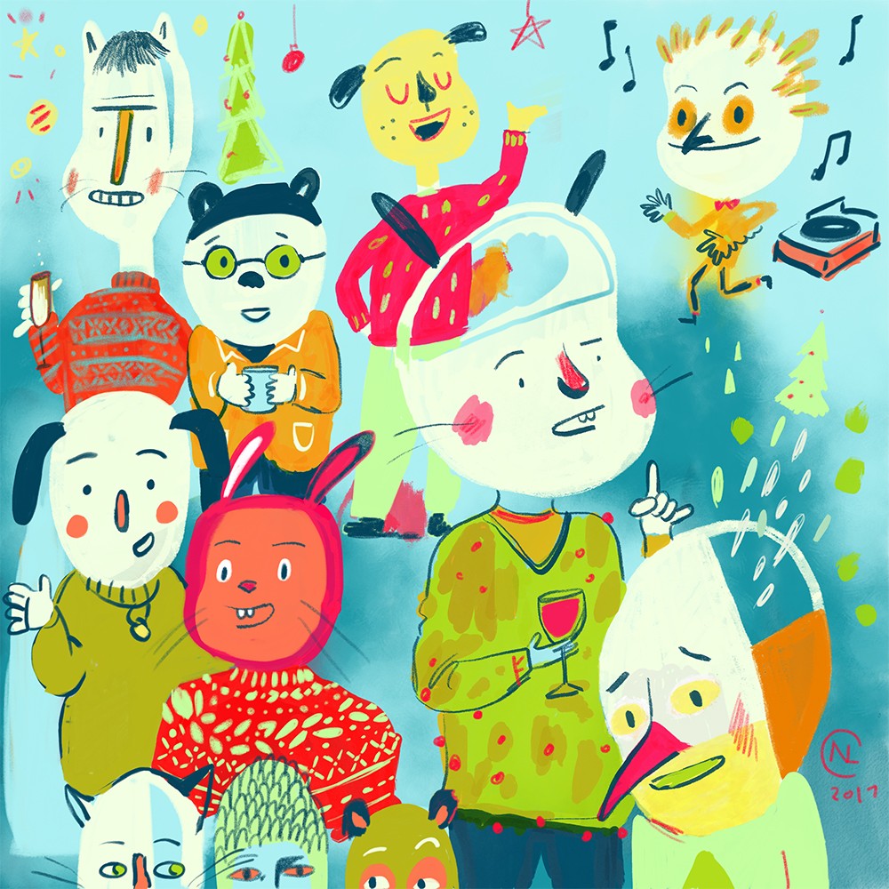 Holiday Party drawing by Nancy Lemon | Doodle Addicts