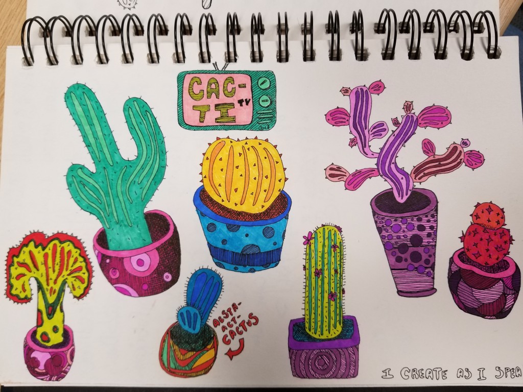 Cacti drawing by Aria Rosani Tsiomakidis | Doodle Addicts