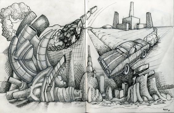 This isn't Utopia drawing by Linus Ogalsbee | Doodle Addicts